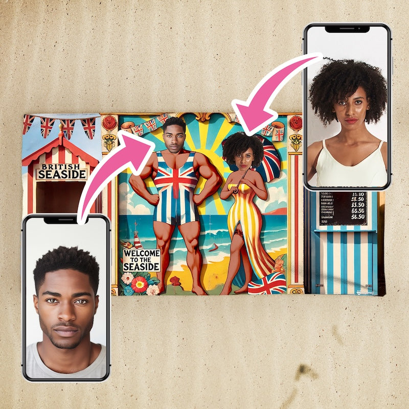 Face Upload Seaside Cut Out 2 Image Beach Towel – Popmoji.com