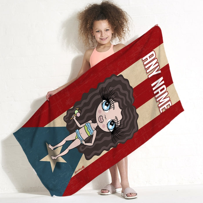 Girls Personalized Love Puerto Rico Flag Beach Towel – Popmoji.com