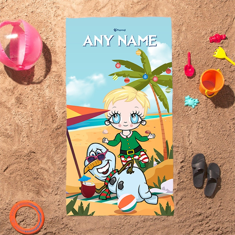 Babies Personalized Tropical Snowman Beach Towel – Popmoji.com